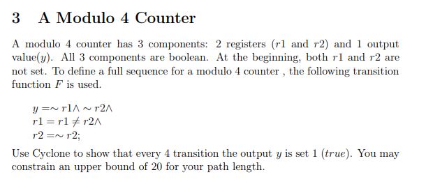 A modulo 4 counter has 3 components: 2 registers (r1 | Chegg.com