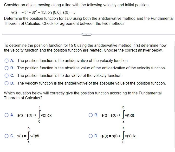Solved Consider an object moving along a line with the | Chegg.com