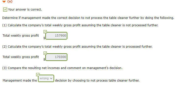 Solved Problem 7-3A Part Level Submission) (Video) Thompson | Chegg.com