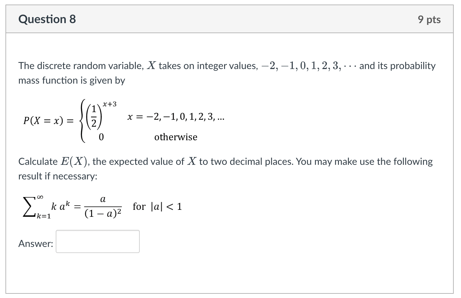 Solved The discrete random variable, X takes on integer | Chegg.com