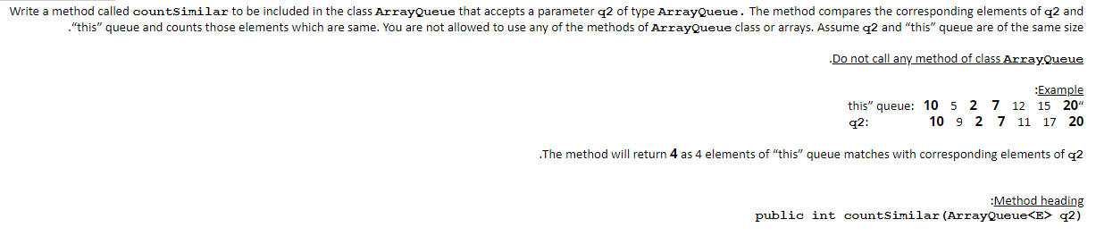 Solved Write a method called countSimilar to be included in | Chegg.com