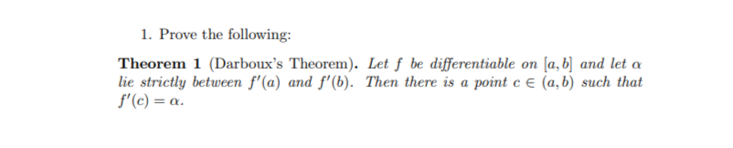 Solved 1. Prove the following: Theorem 1 (Darboux's | Chegg.com
