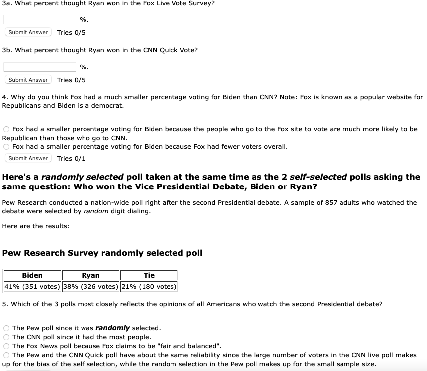Solved Self-Selected Polls vs. Randomly Selected Polls Here | Chegg.com