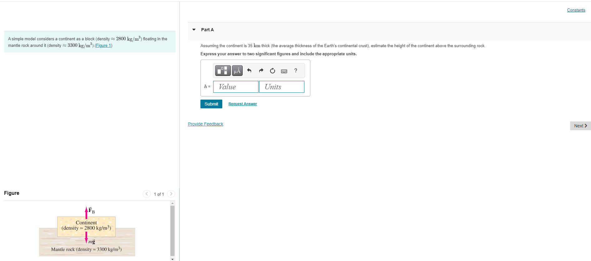 Solved A simple model considers a continent as a block | Chegg.com