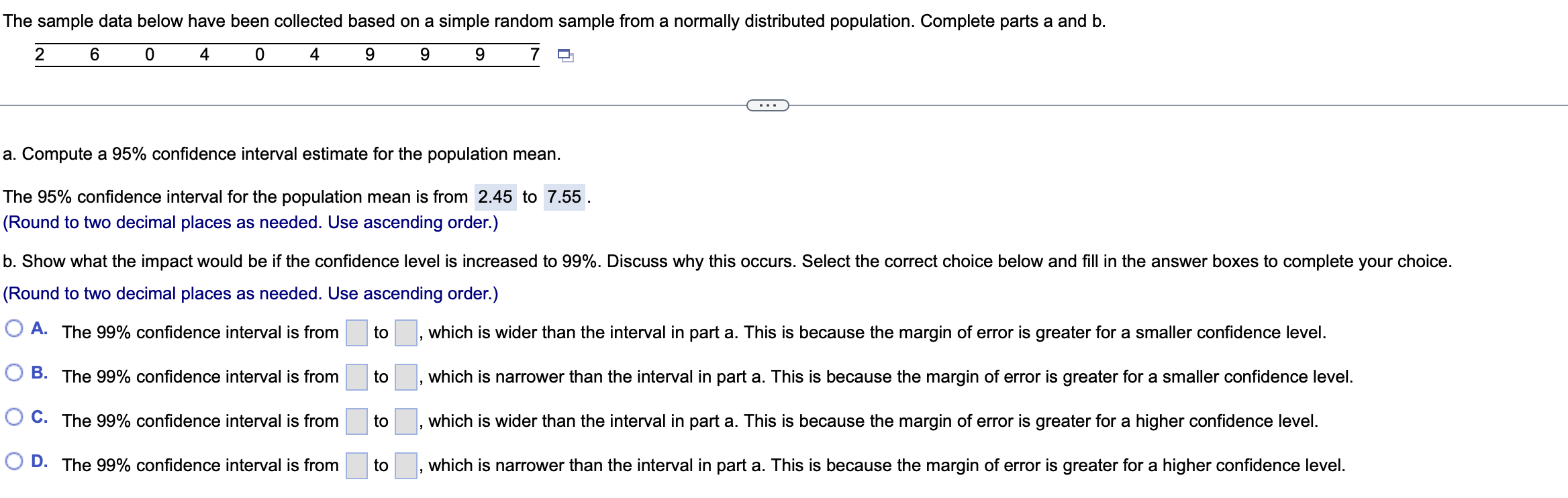 Solved The sample data below have been collected based on a | Chegg.com