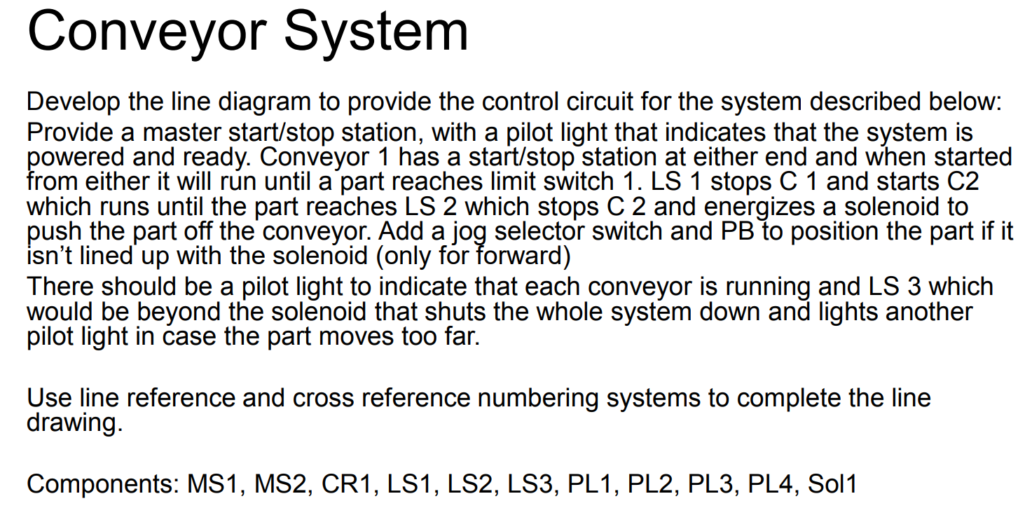 Solved Conveyor System Develop the line diagram to provide | Chegg.com