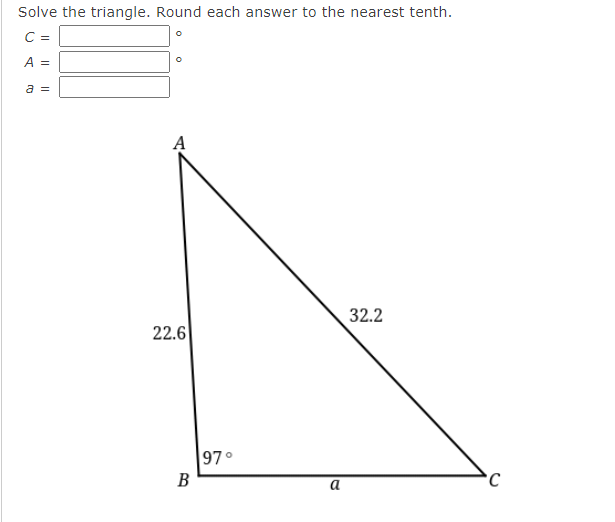 Solved Solve the triangle. Round each answer to the nearest | Chegg.com