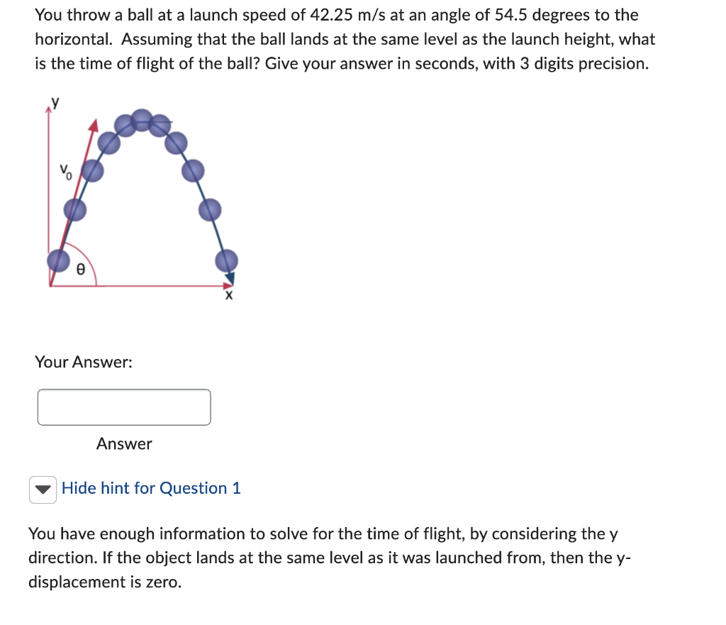 Solved You throw a ball at a launch speed of 42.25 m/s at an | Chegg.com