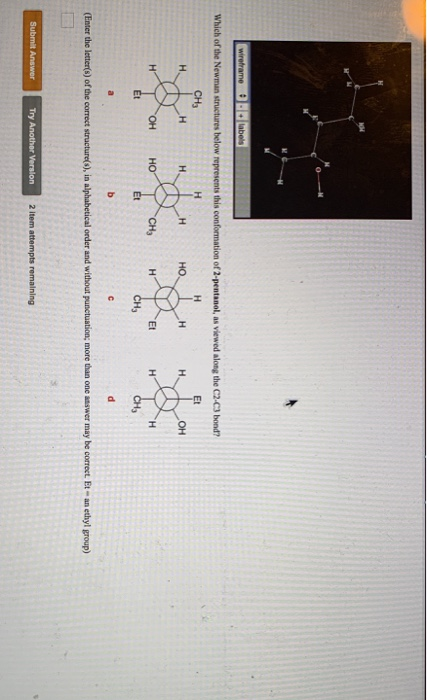 Solved Which of the Newman structures below represents this | Chegg.com