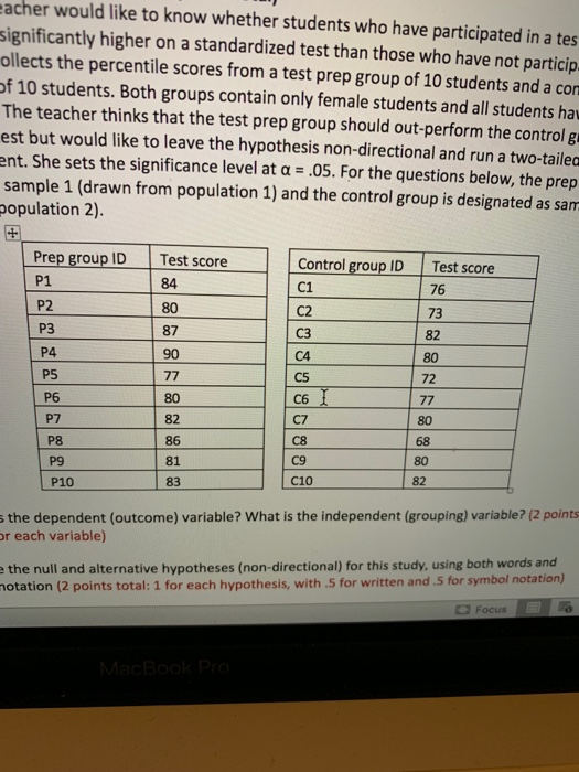 Solved a. What is the dependent (outcome) variable? What is | Chegg.com