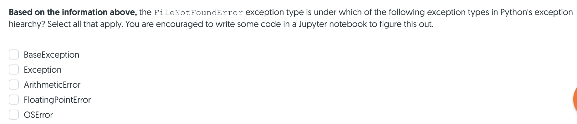 Solved BaseException +-- Exception +-- ArithmeticError +-- | Chegg.com