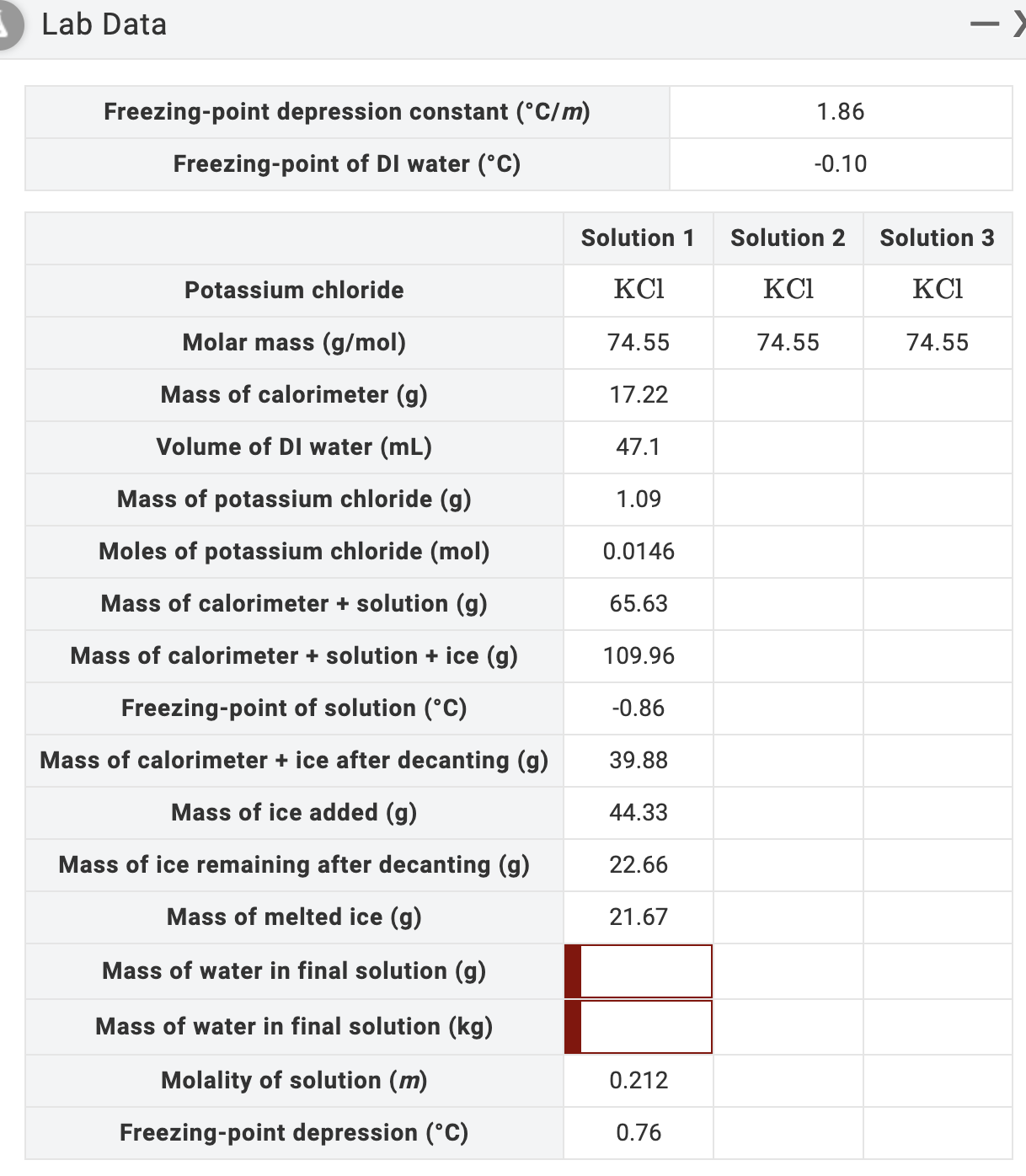Solved I am performing a “COLLIGATIVE PROPERTIES • | Chegg.com