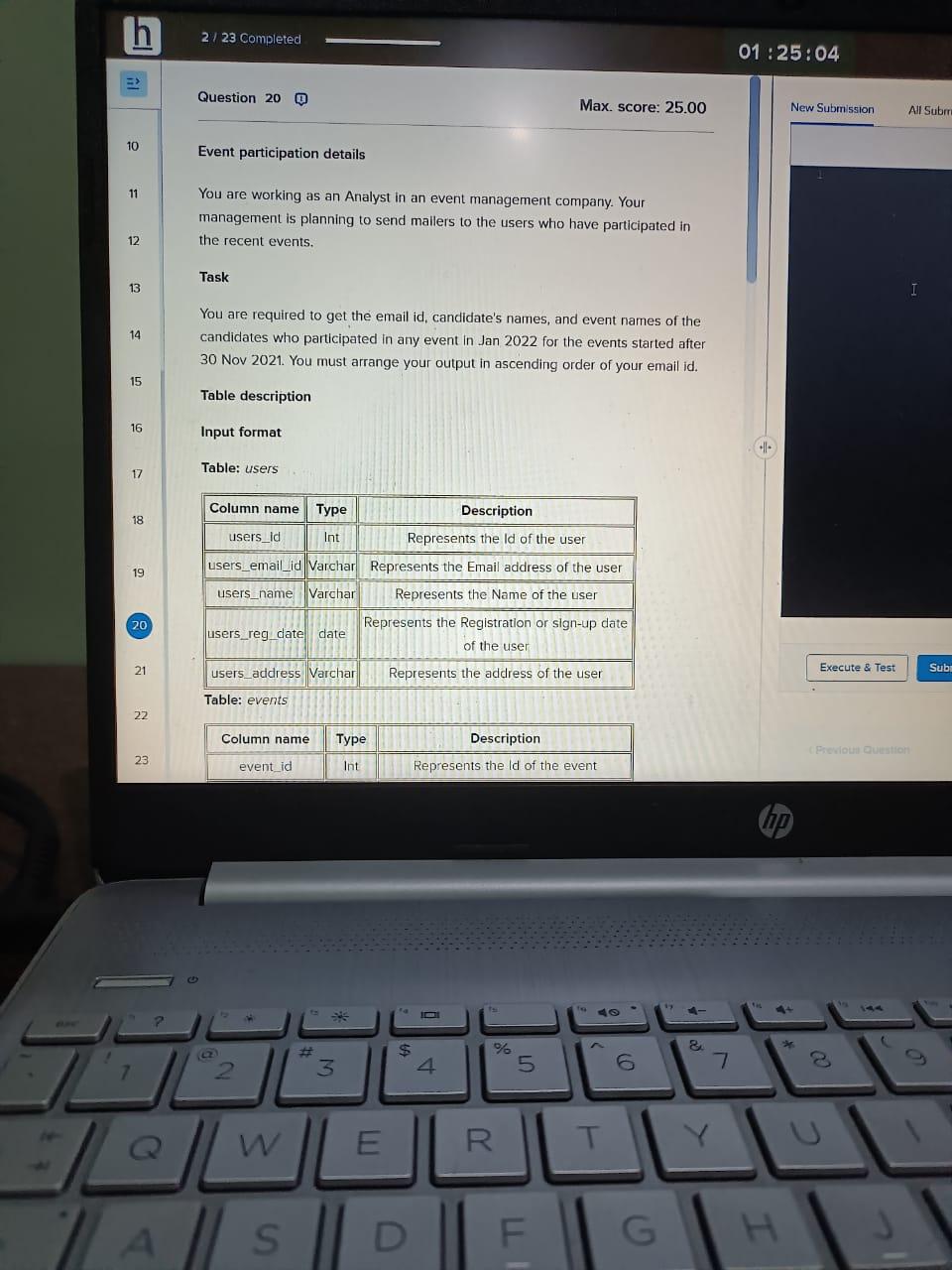 Solved Event participation details You are working as an | Chegg.com
