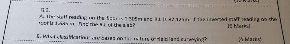 Solved NS Q.2. A. The staff reading on the floor is 1.305m | Chegg.com