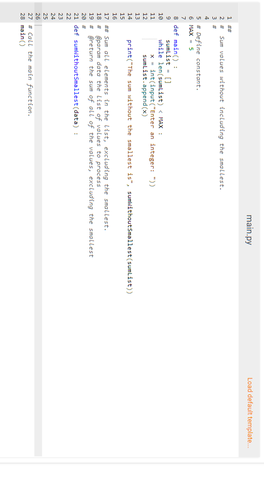 Solved 6.6 LAB: Sum without smallest list function Write a | Chegg.com