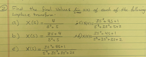 Solved Find the final values limt→∞x(t) of each of the | Chegg.com