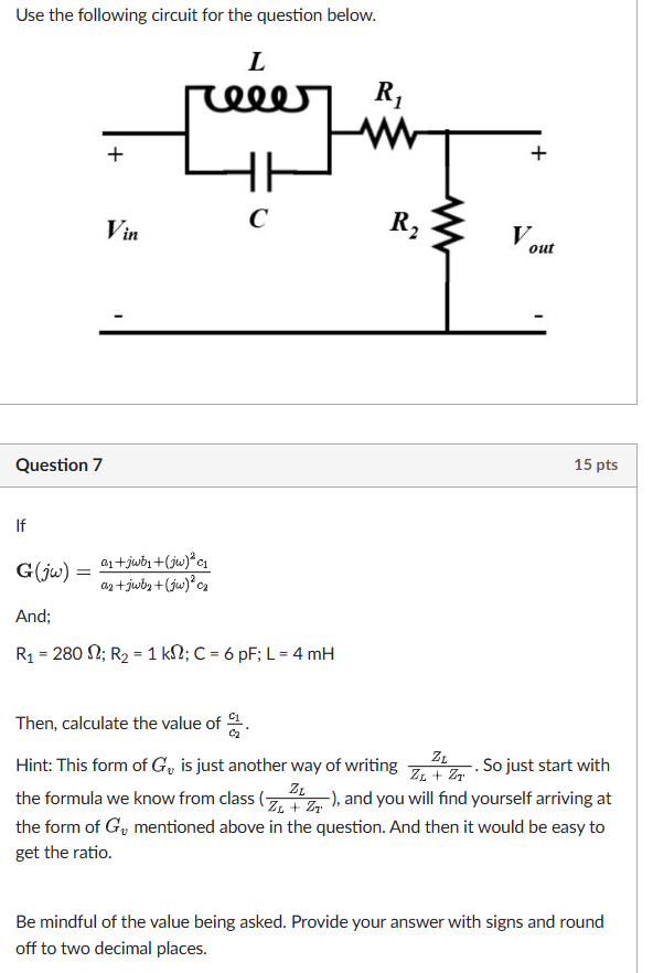 Solved Use the following circuit for the question | Chegg.com