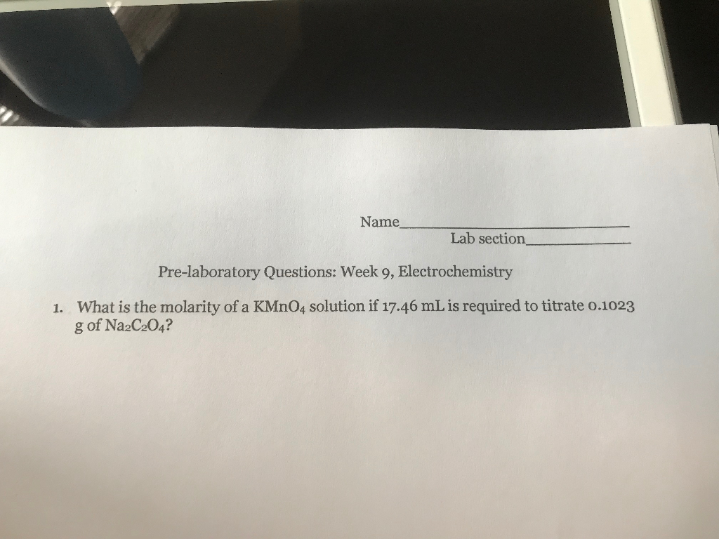 Solved Name Lab section Pre-laboratory Questions: Week 9, | Chegg.com