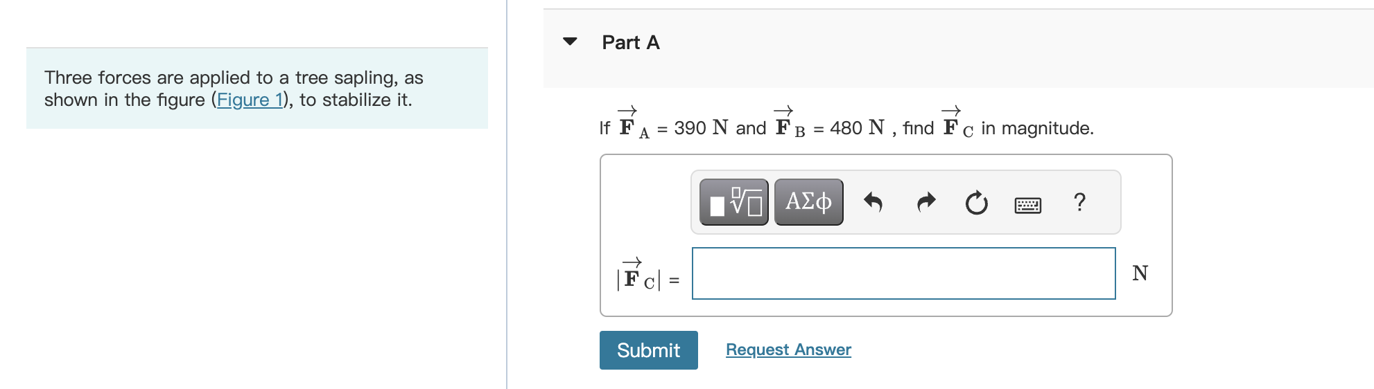 Solved Three forces are applied to a tree sapling, asshown | Chegg.com