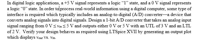 Solved In digital logic applications, a +5 V signal | Chegg.com