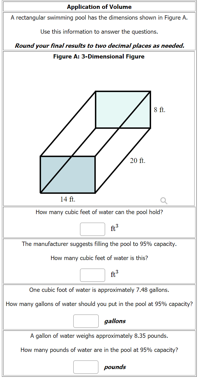 Solved Application of Volume A rectangular swimming pool has | Chegg.com