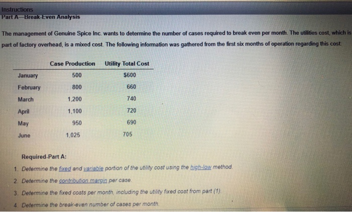 Solved Instructions Genuine Spice Inc. began operations on | Chegg.com