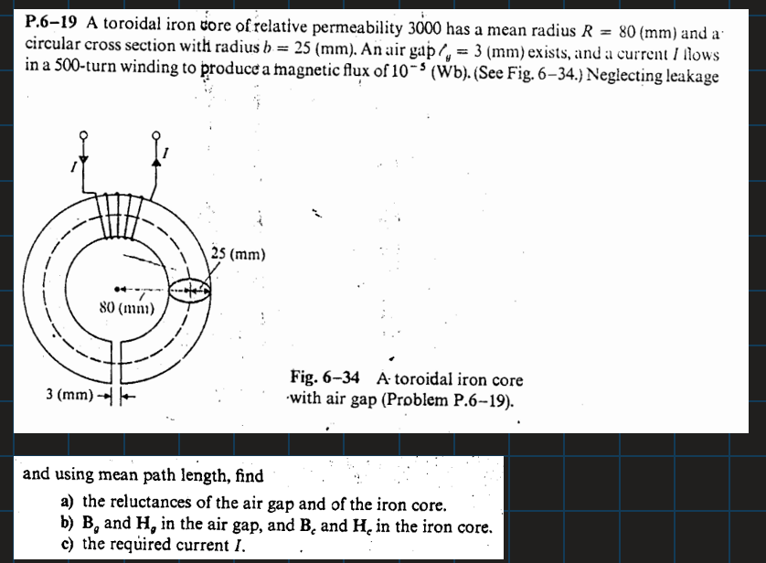 Solved = P.6-19 A toroidal iron core of relative | Chegg.com
