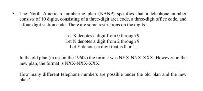 Solved The North American numbering plan (NANP) specifies | Chegg.com
