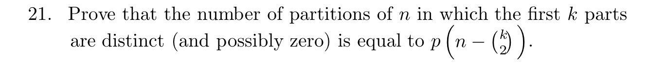 Solved 21. Prove that the number of partitions of n in which | Chegg.com