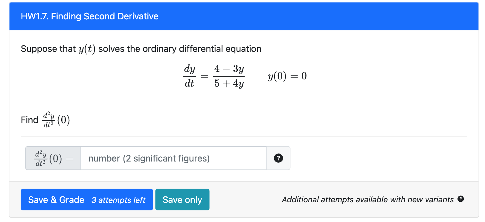 Solved HW1.7. Finding Second DerivativeSuppose that y(t) | Chegg.com Solved HW1.7. Finding Second DerivativeSuppose that y(t) | Chegg.com