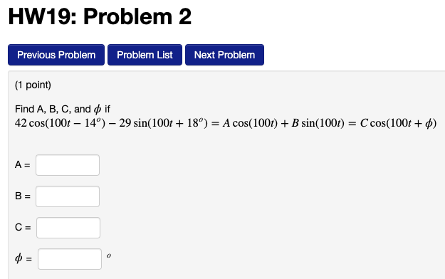 Solved HW19: Problem 2 Previous Problem Problem List Next | Chegg.com
