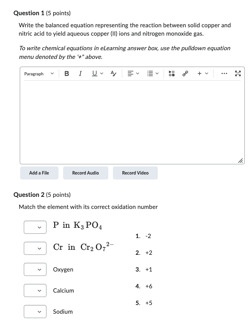 Solved Question 1 (5 points) Write the balanced equation | Chegg.com