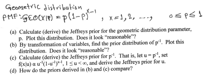 Solved istribaton (a) Calculate (derive) the Jeffreys prior | Chegg.com