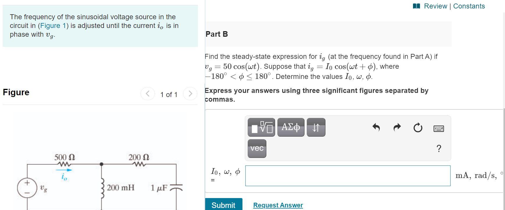 Solved Review Constants The frequency of the sinusoidal | Chegg.com