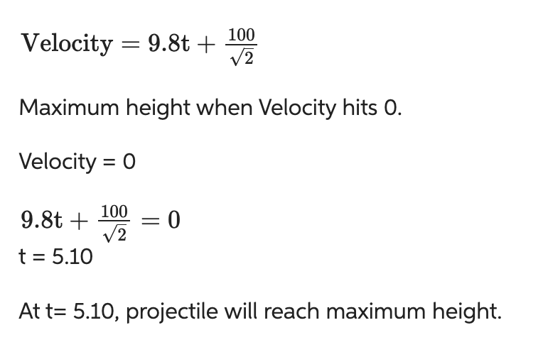 Solved Velocity=9.8t+100/2sr Why time is equal 5.1? How did | Chegg.com
