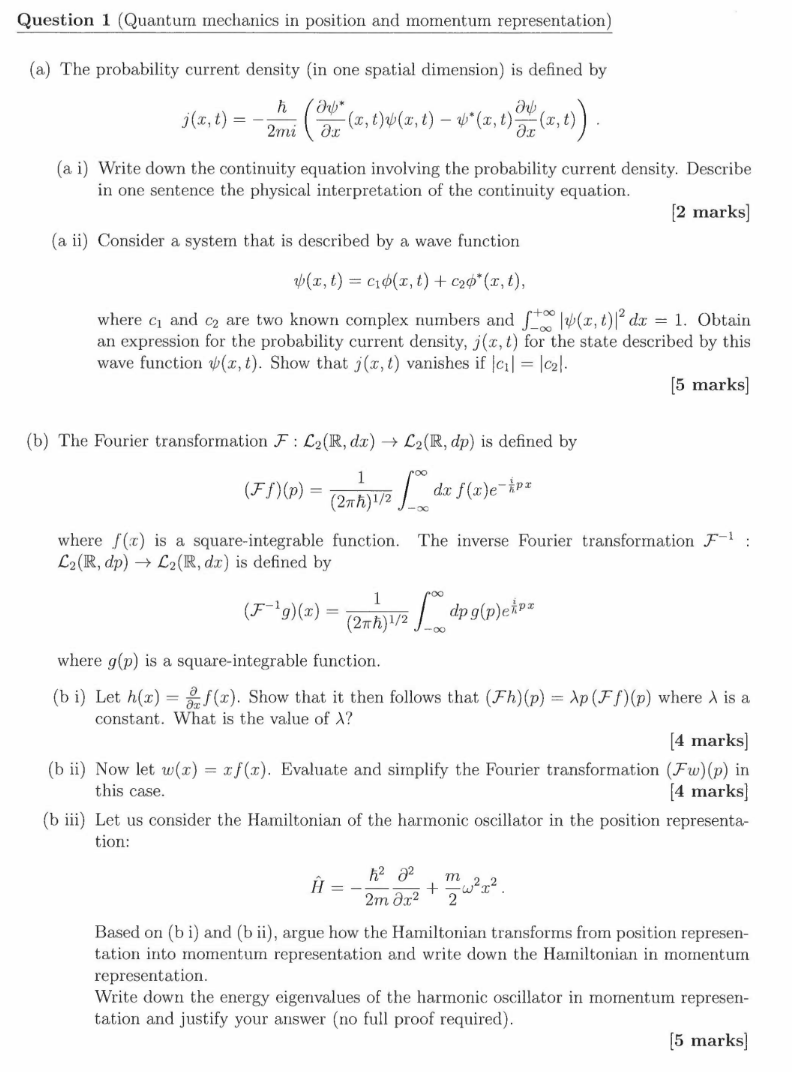 Solved Question 1 (Quantum ﻿mechanics in ﻿position and | Chegg.com