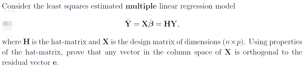 Solved Consider the least squares estimated multiple linear | Chegg.com