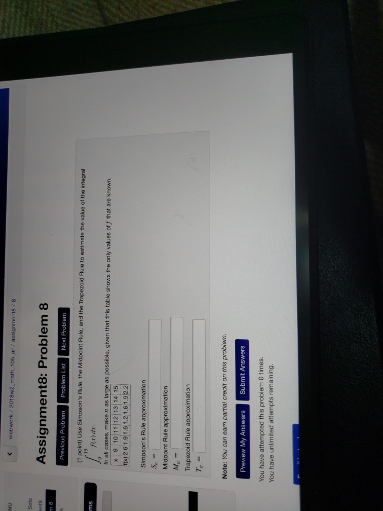 Solved webwork/ 2018w2 math 105 all/ assignment8/ 8 NU Sets | Chegg.com