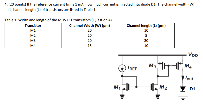 Solved 4. (20 points) If the reference current IREF is 1 mA, | Chegg.com