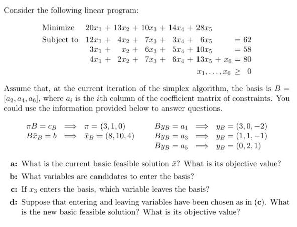 Consider the following linear program: Minimize | Chegg.com
