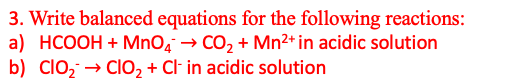 Solved 3. Write balanced equations for the following | Chegg.com