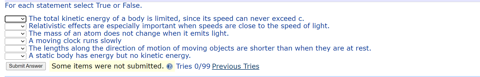 Solved For each statement select True or False. The total | Chegg.com