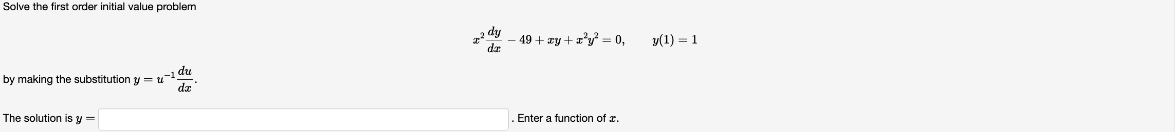 Solved Solve the first order initial value problem | Chegg.com