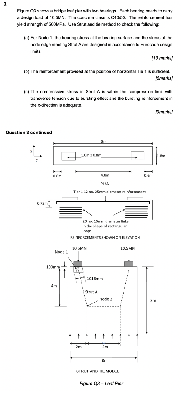 Solved 3. Figure Q3 shows a bridge leaf pier with two | Chegg.com