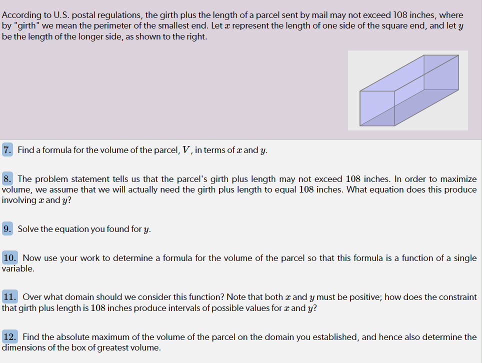 Solved According to U.S. postal regulations, the girth plus | Chegg.com