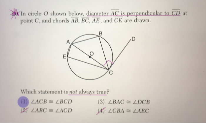 Solved In circle O shown below, diameter AC is perpendicular | Chegg.com
