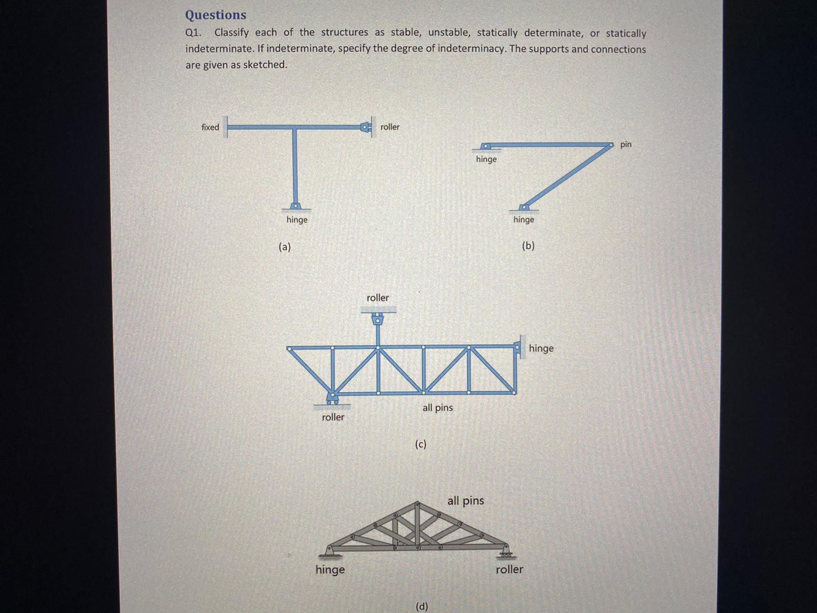 Solved Questions Q1. Classify each of the structures as | Chegg.com