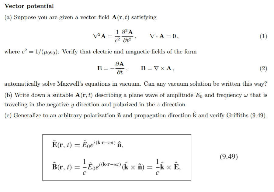 Solved Vector potential (a) Suppose you are given a vector | Chegg.com
