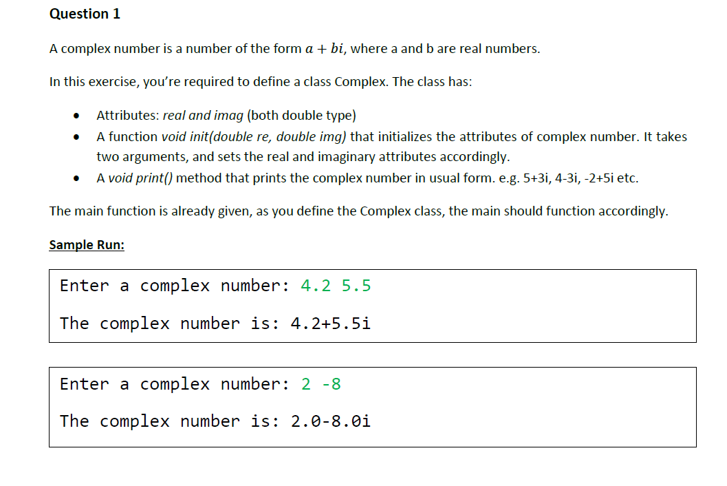 Solved A complex number is a number of the form a+bi, where | Chegg.com