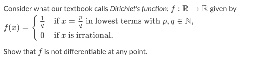 Solved Consider what our textbook calls Dirichlet's | Chegg.com